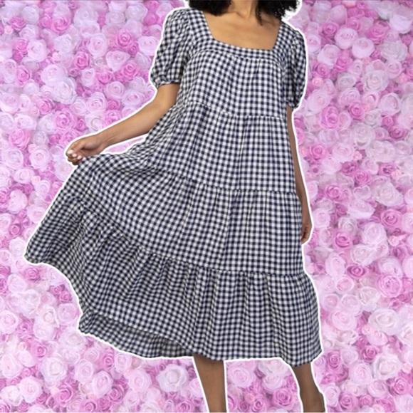 Shop Neighbor | Dresses | Nwt Cottagecore Gingham Rustic Puff Sleeve ...